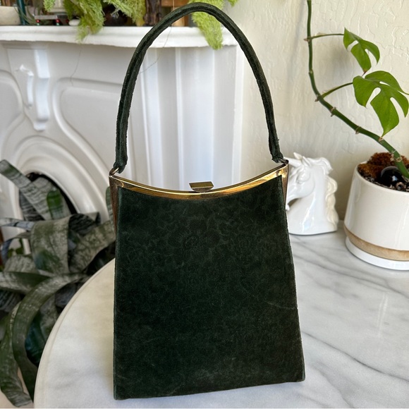 Vintage | Bags | Vintage Ingber Art Deco Green Velvet Handbag Retro ...